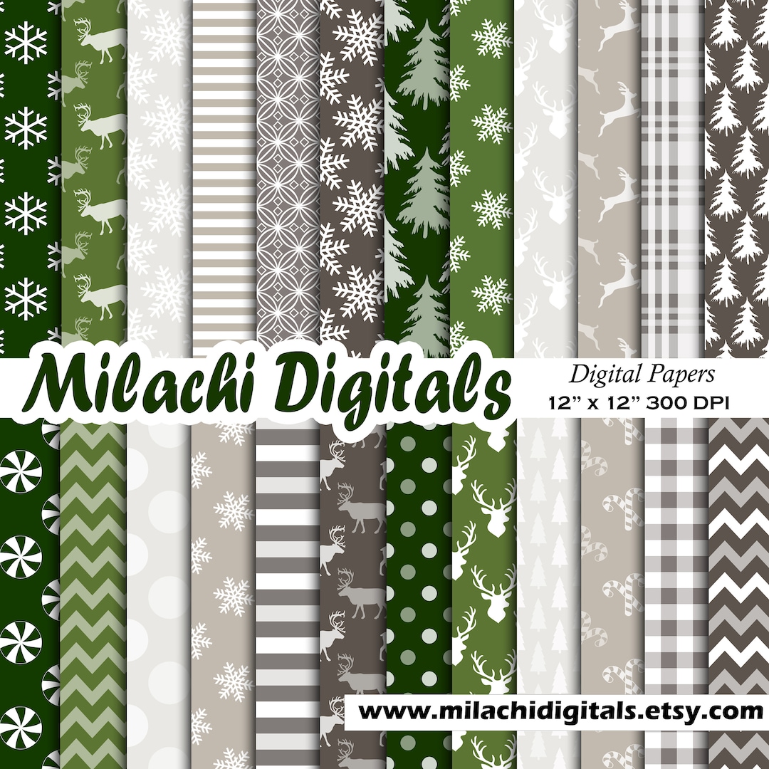 Christmas Digital Paper Seamless Patterns Holiday Scrapbook Papers Junk ...