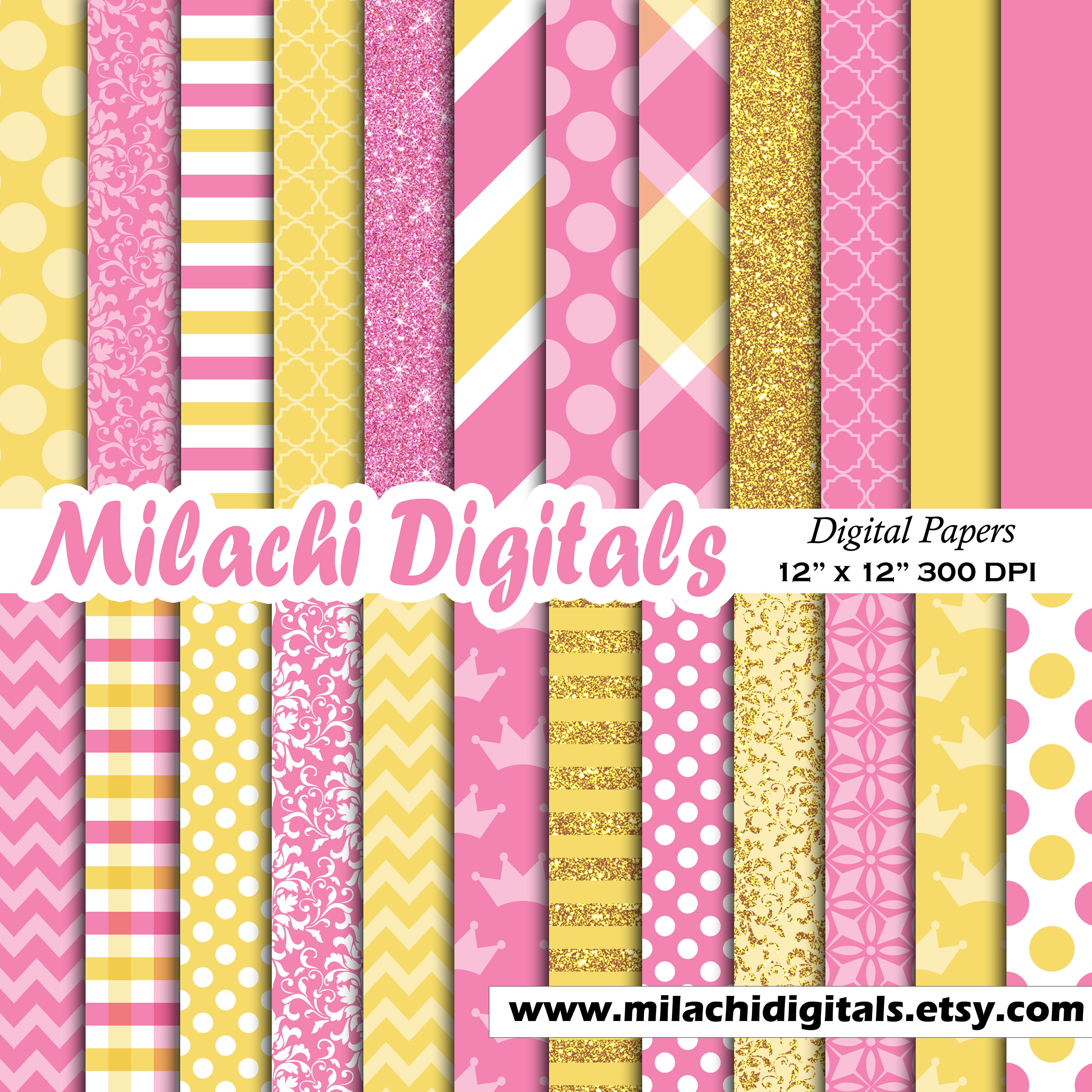 Princess Belle Digital Paper Scrapbook Papers Polka Dots Gold ...