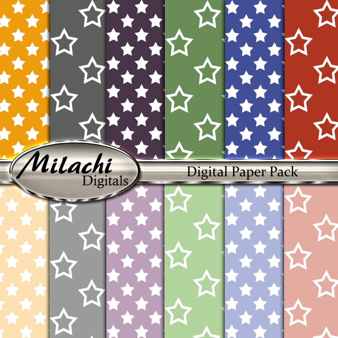 White Stars Digital Paper Pack - Commercial Use - Instant Download ...