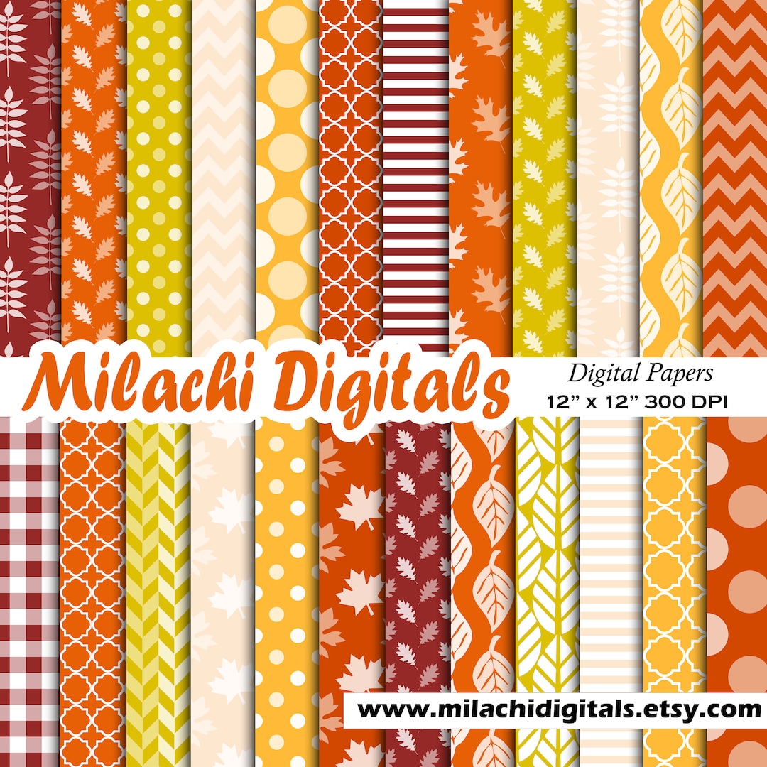 Fall Digital Paper Pack, Thanksgiving Scrapbook Papers, Printable Paper ...