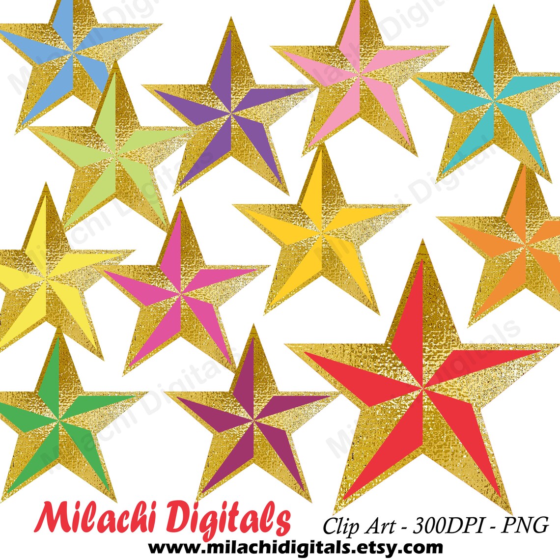 Gold Stars Clip Art Christmas Tree Topper Holiday Scrapbook - Etsy