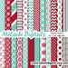 Coral and Turquoise Digital Paper, Scrapbook Papers, Background, Polka ...
