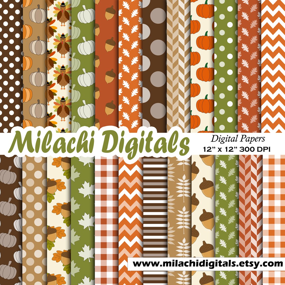 Thanksgiving Digital Paper Seamless Backgrounds, Fall Scrapbook Papers ...