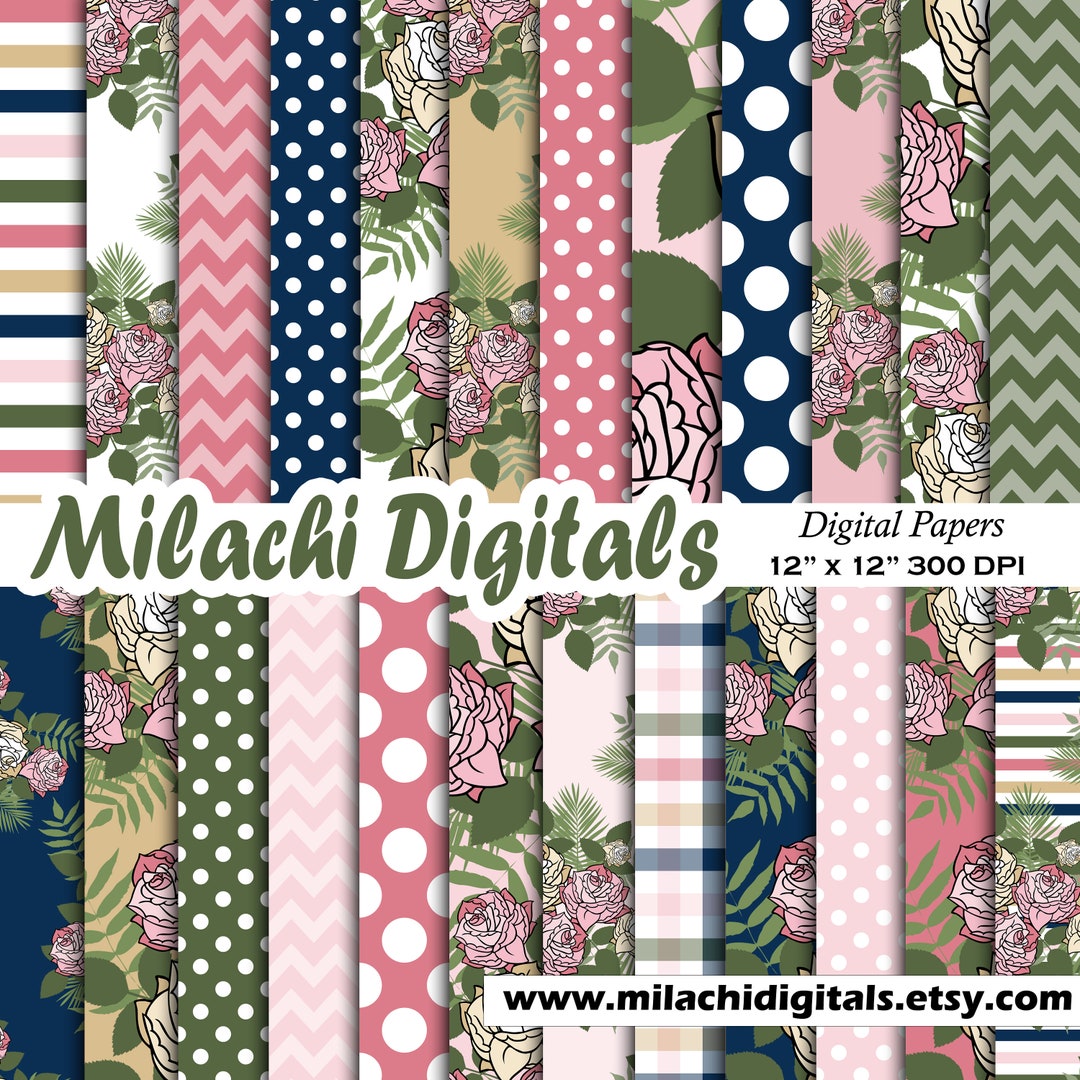 Floral Digital Paper, Floral Papers, Printable Scrapbook Paper, Flower ...