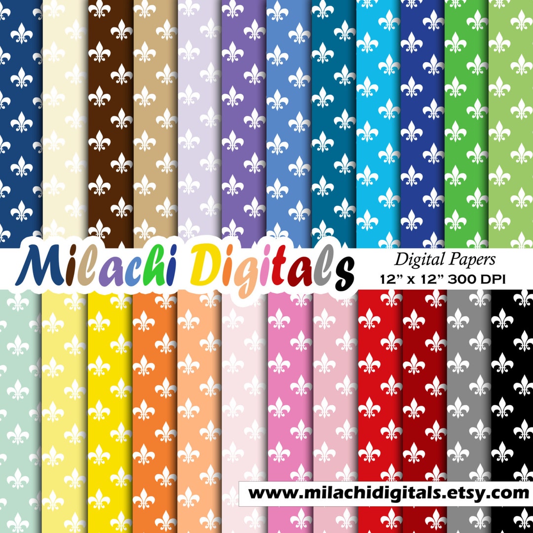 Fleur De Lis Digital Paper, Background, Scrapbook Papers, Commercial ...