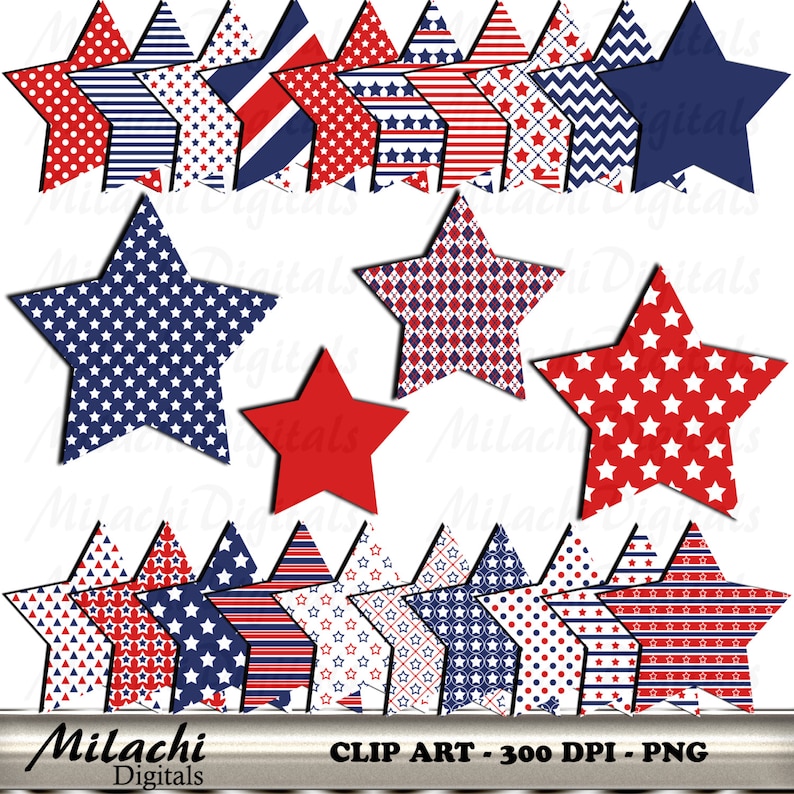 4th of July Stars and Stripes Clipart Digital Clip Art - Etsy