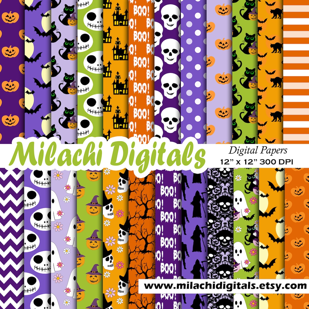 Halloween Digital Paper, Trick or Treat Scrapbook Papers, Seamless ...