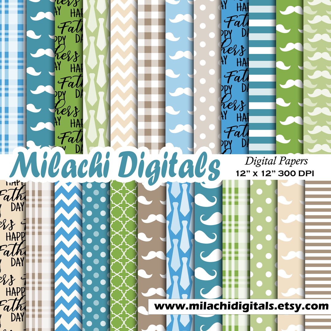 Father's Day Digital Paper Pack, Scrapbook Papers, Seamless Patterns ...