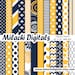 Navy Blue and Yellow Digital Paper Scrapbook Papers Chevron | Etsy