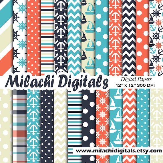 Nautical Digital Paper Sailing Scrapbook Papers Sailboat - Etsy