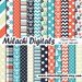 Nautical Digital Paper, Ahoy Scrapbook Papers, Chevron Background ...