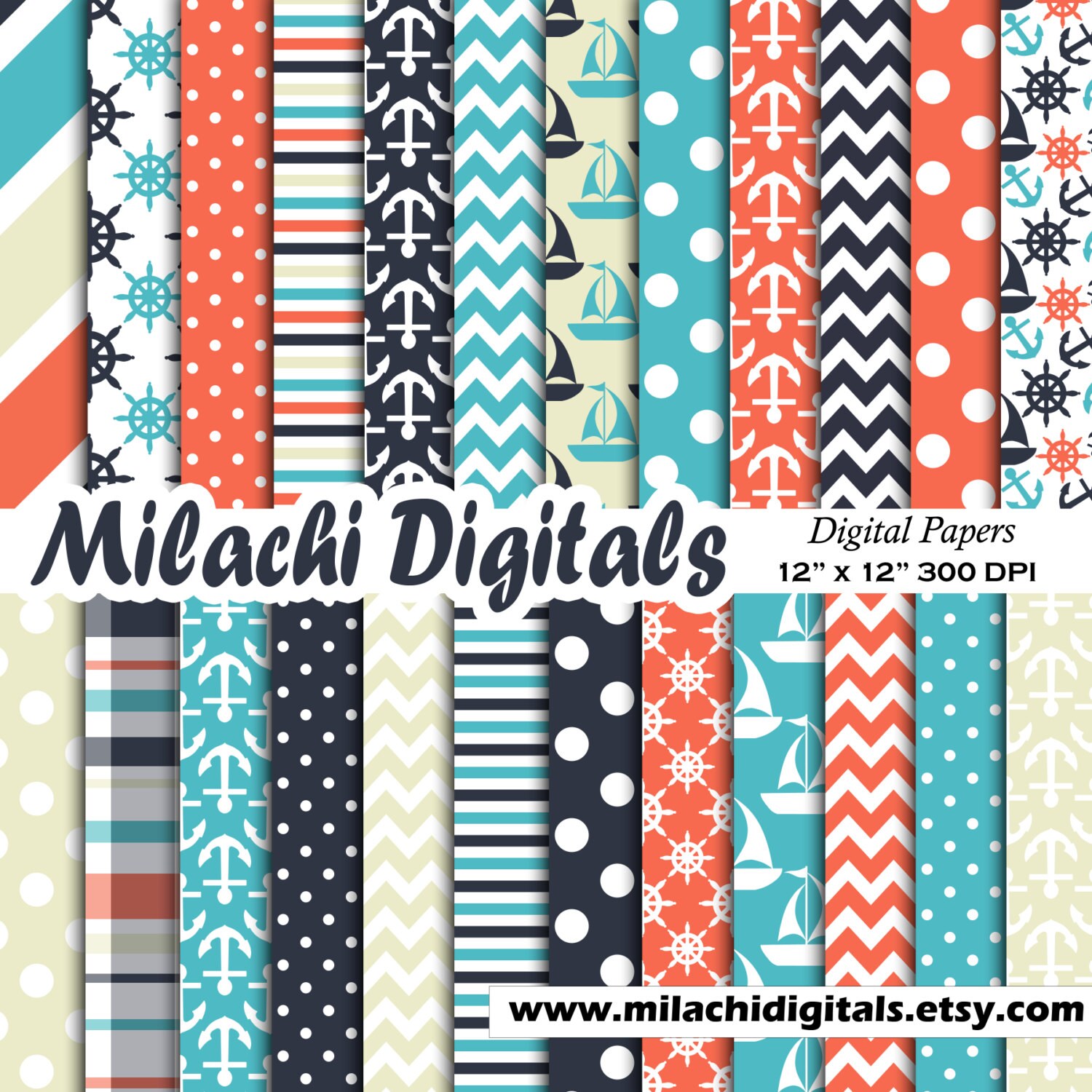Nautical Digital Paper Sailing Scrapbook Papers Sailboat - Etsy