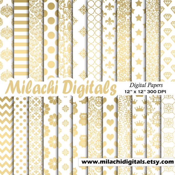 Gold Scrapbook Paper - Etsy