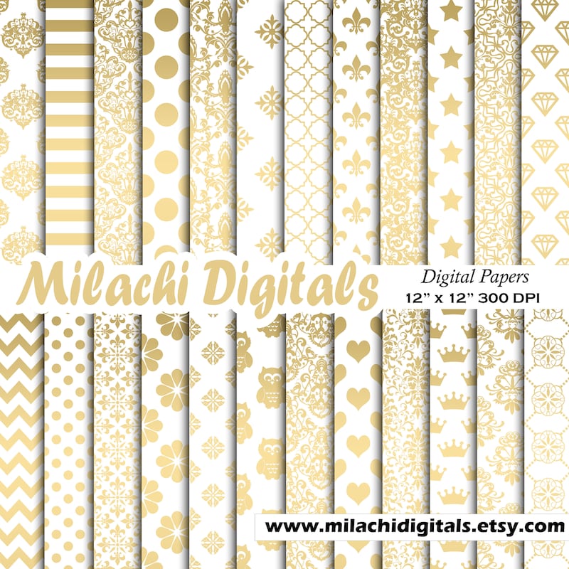 Gold Scrapbook Paper - Etsy