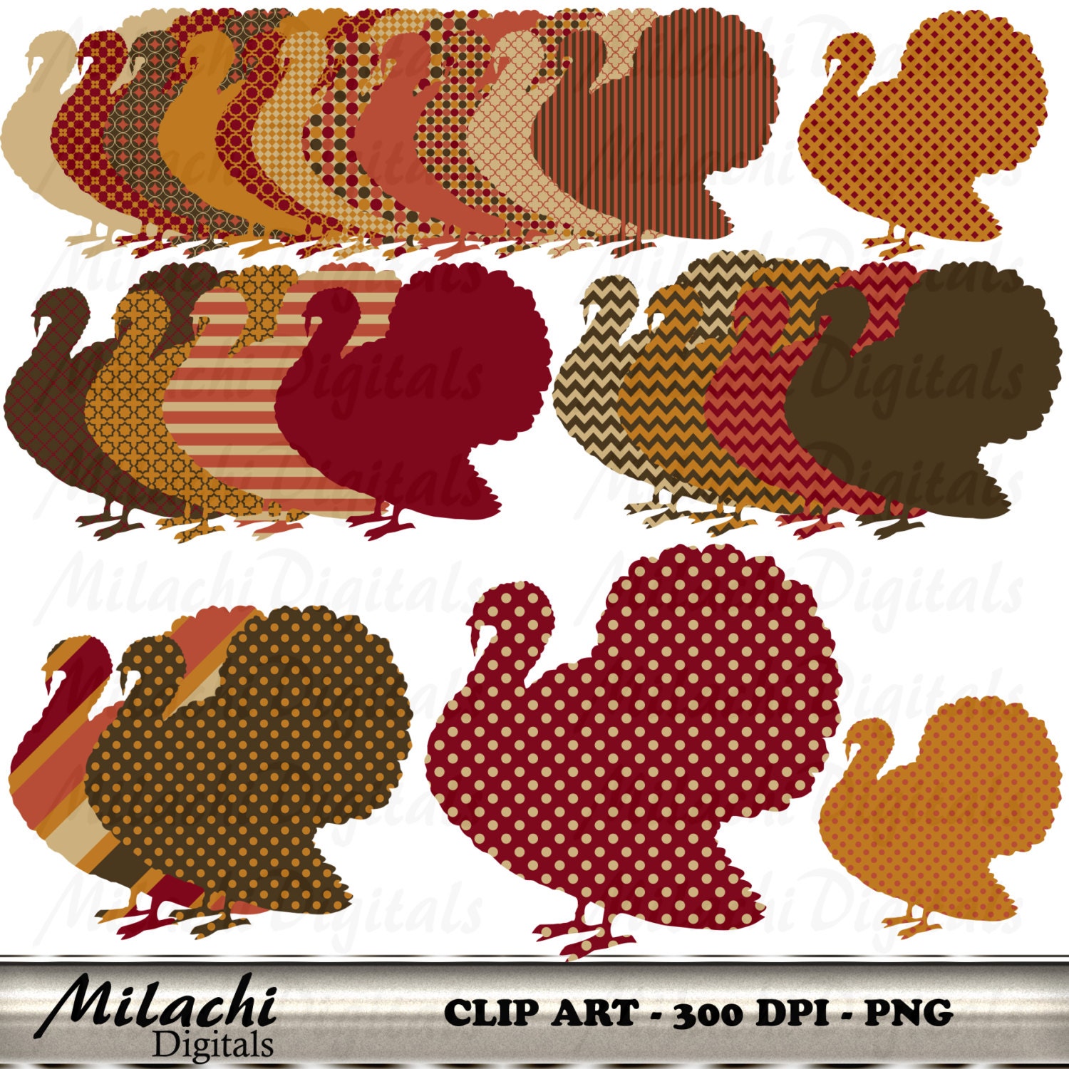 Thanksgiving Turkey Digital Clip Art Commercial Use - Etsy