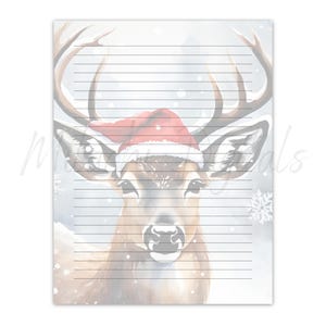 Printable Christmas Deer Stationery, Reindeer Digital Paper for ...