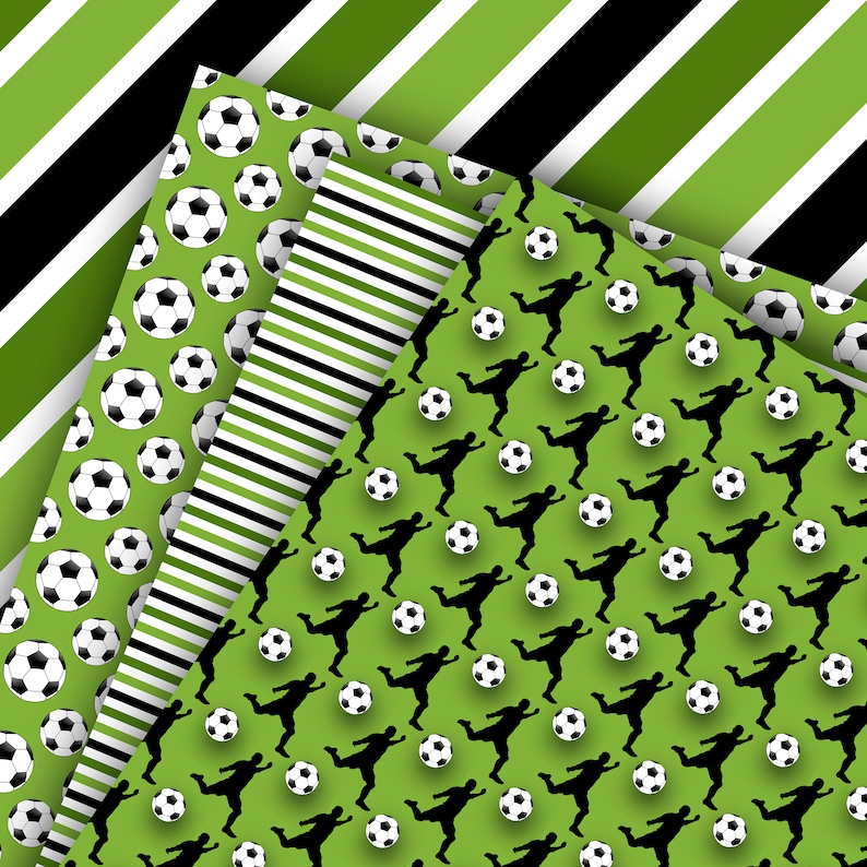 Green Soccer Digital Paper Sport Scrapbook Papers Football - Etsy