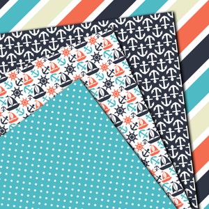 Nautical Digital Paper, Sailing Scrapbook Papers, Sailboat Wallpaper ...
