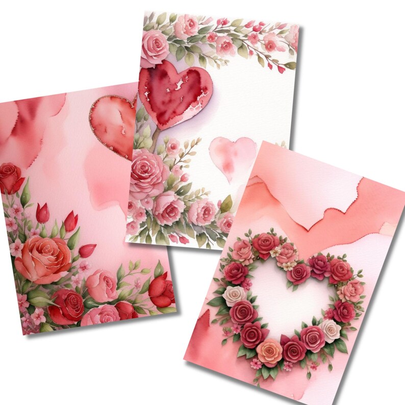 Valentine's Day Digital Paper, 8.5"x11" Junk Journal Pages, Printable ...