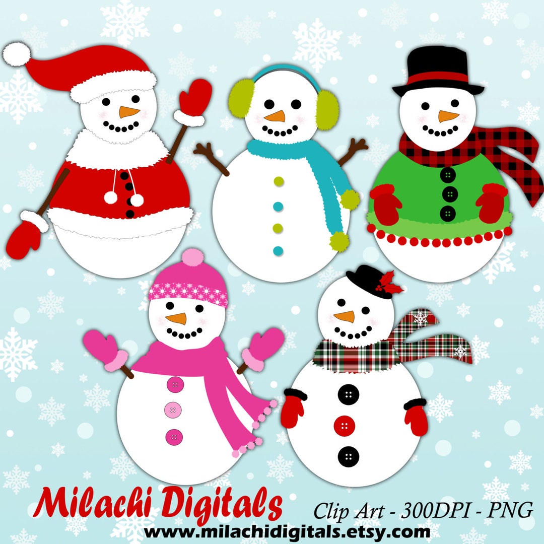 Snowman Clipart, Holiday Clipart, Digital Clip Art, Commercial Use ...