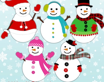 Snowman Digital Clipart, Commercial Use, Instant Download, Christmas ...