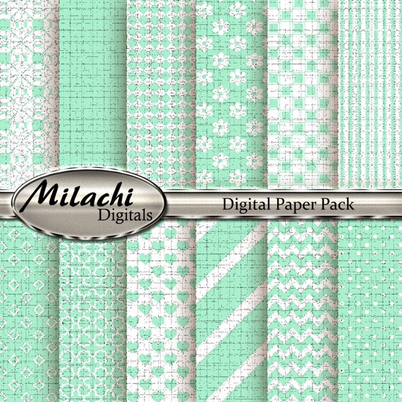 Mint Digital Paper Pack Commercial Use Instant Download | Etsy