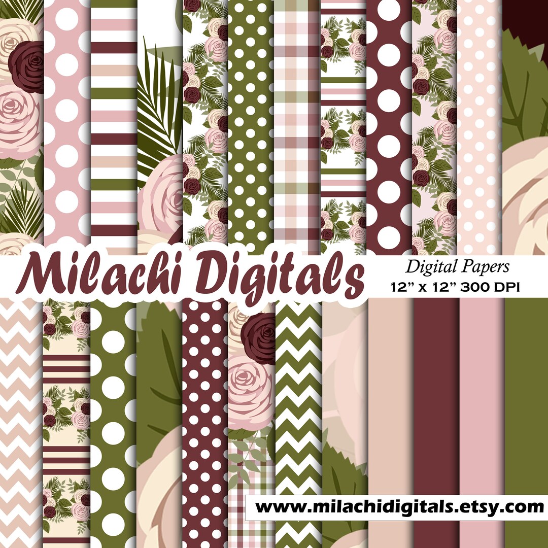 Floral Digital Paper, Floral Papers, Printable Scrapbook Paper, Flower ...