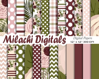 Floral Digital Paper | Etsy