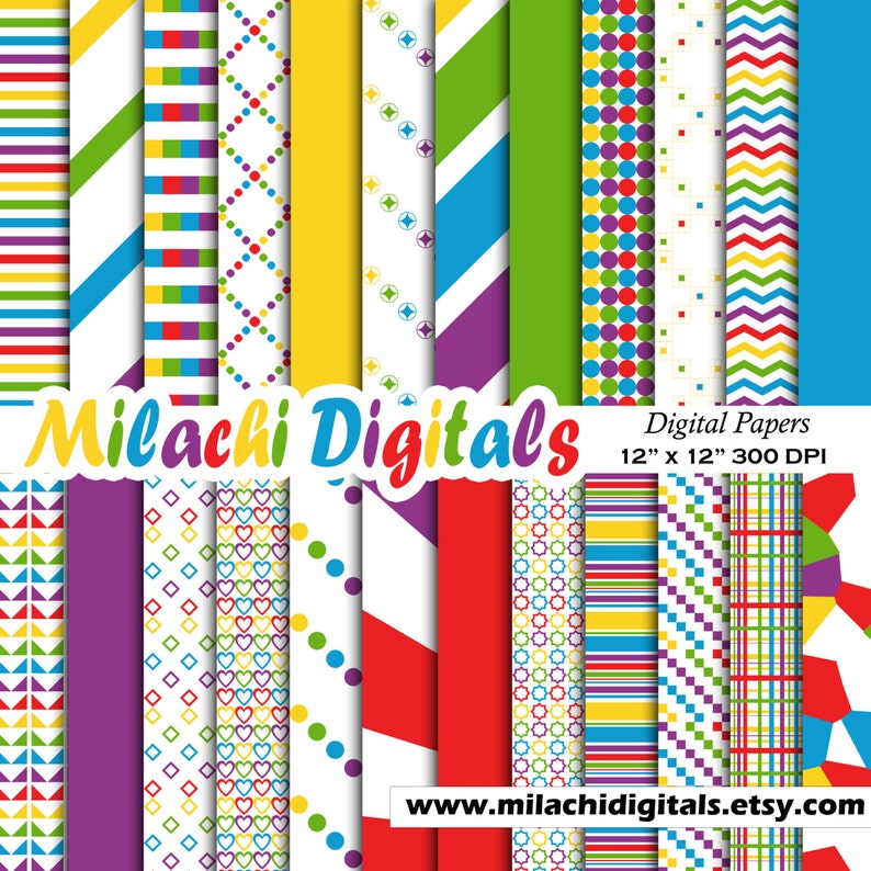 Rainbow Digital Paper Background Scrapbook Papers Hearts - Etsy