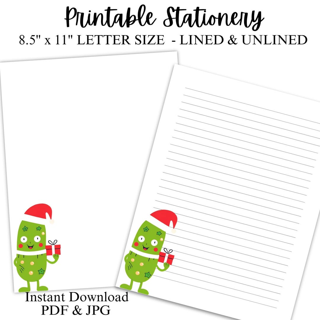 Printable Christmas Pickle Stationery, Digital Paper for Journals ...