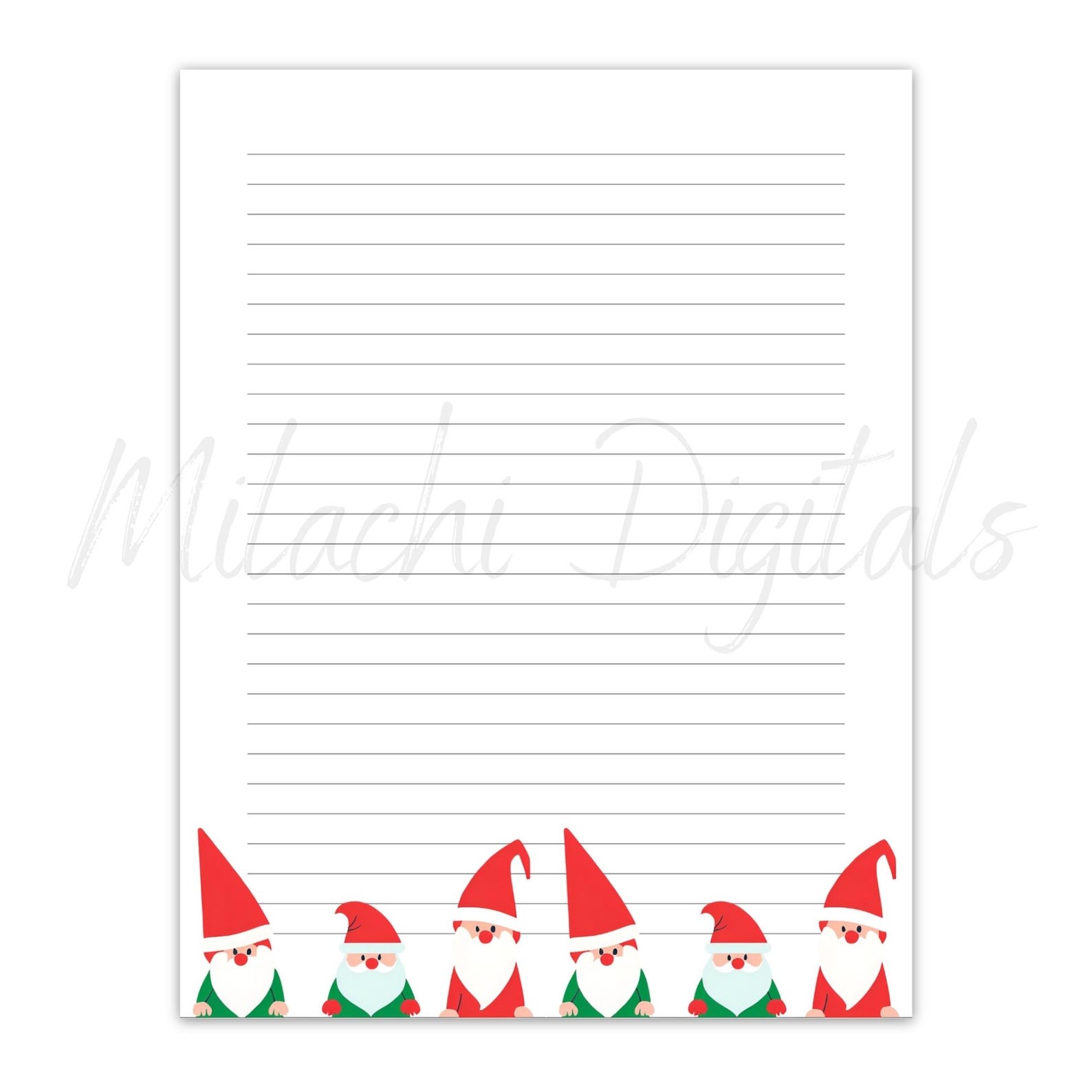 Printable Christmas Gnomes Stationery, Holiday Digital Paper for ...