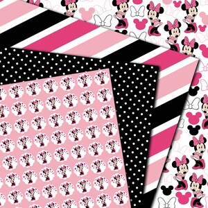 Minnie Mouse Digital Paper, Scrapbook Papers, Wallpaper, Minnie ...