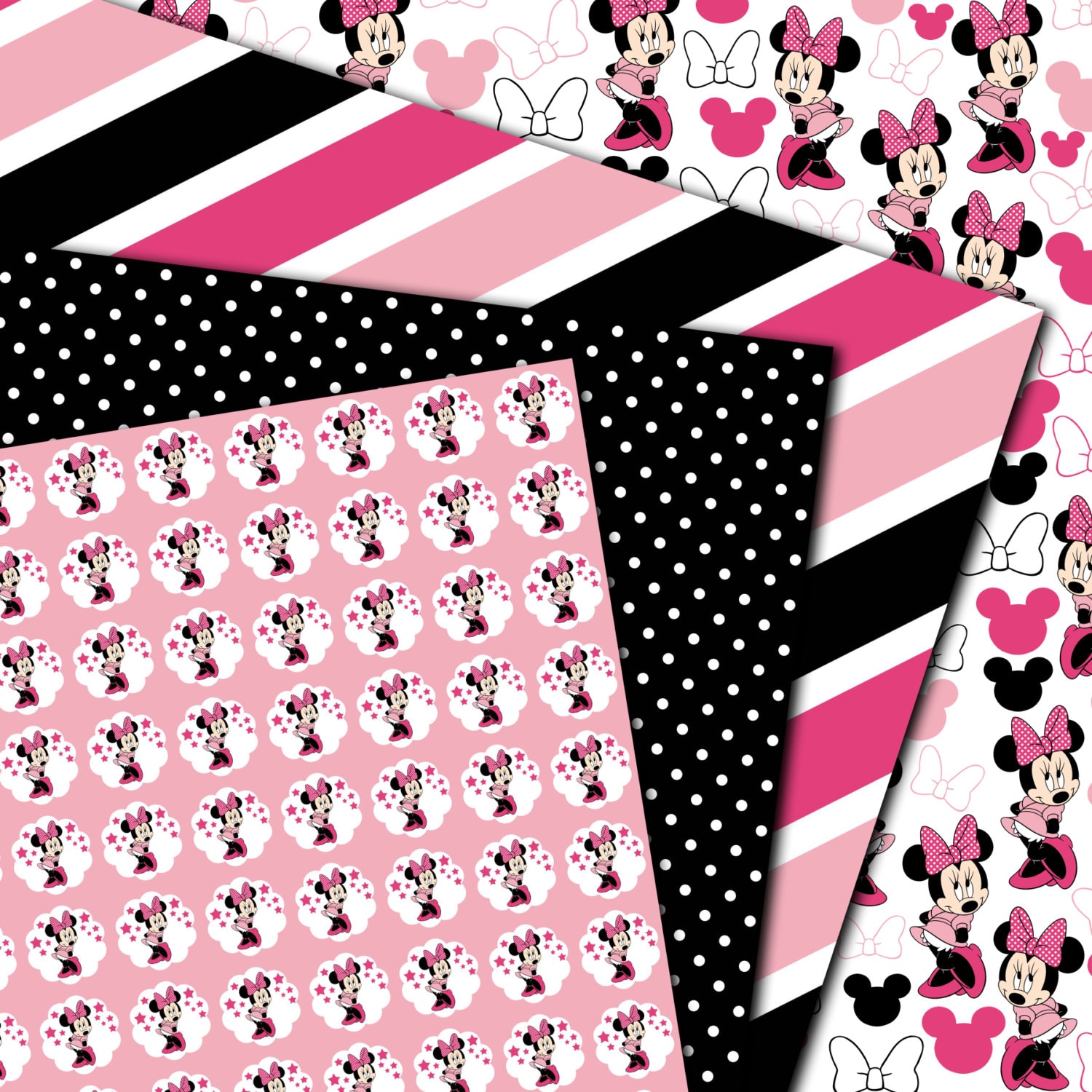 Minnie Mouse Digital Paper Scrapbook Papers Wallpaper | Etsy