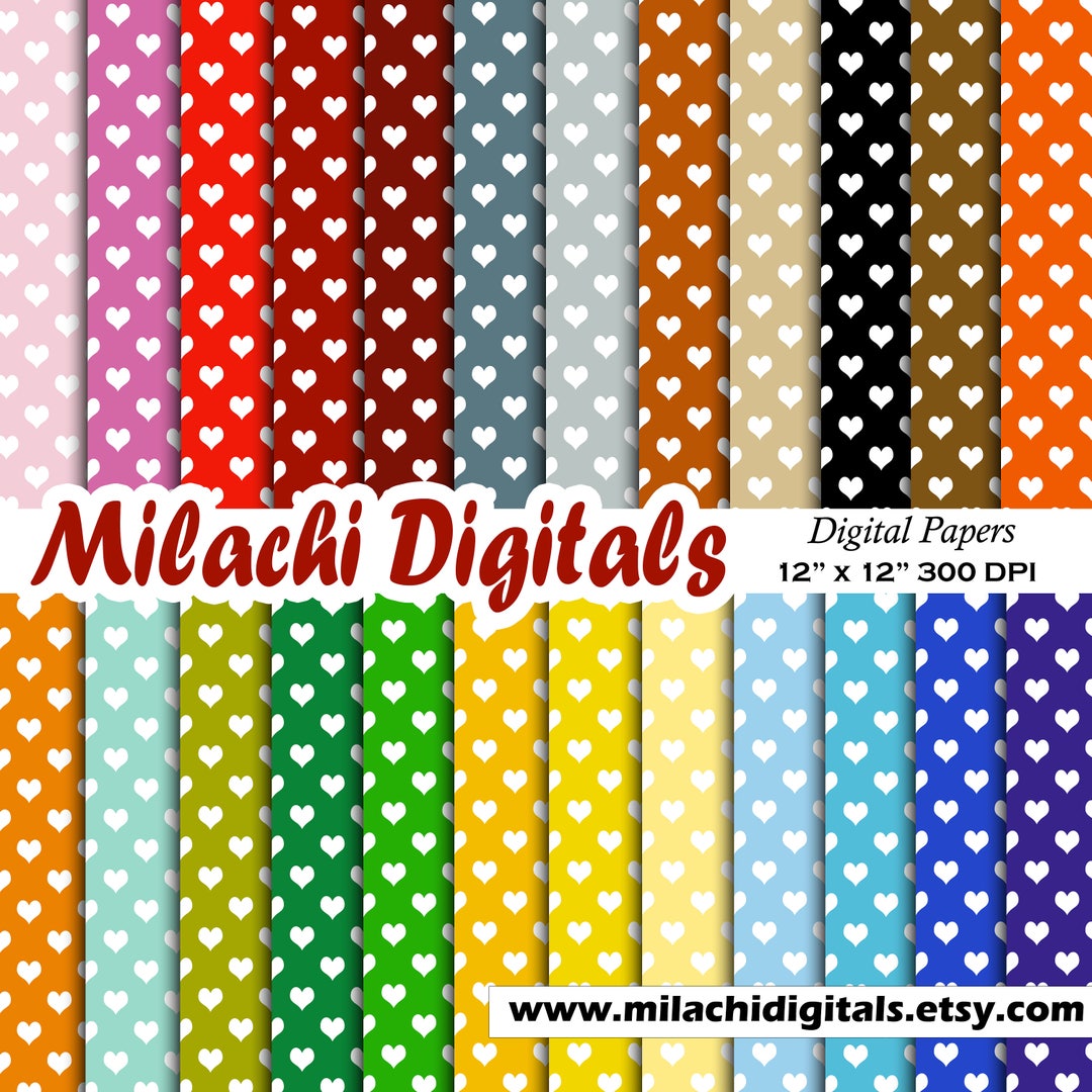 Hearts Digital Paper Printable Love Digital Scrapbooking Backgrounds ...