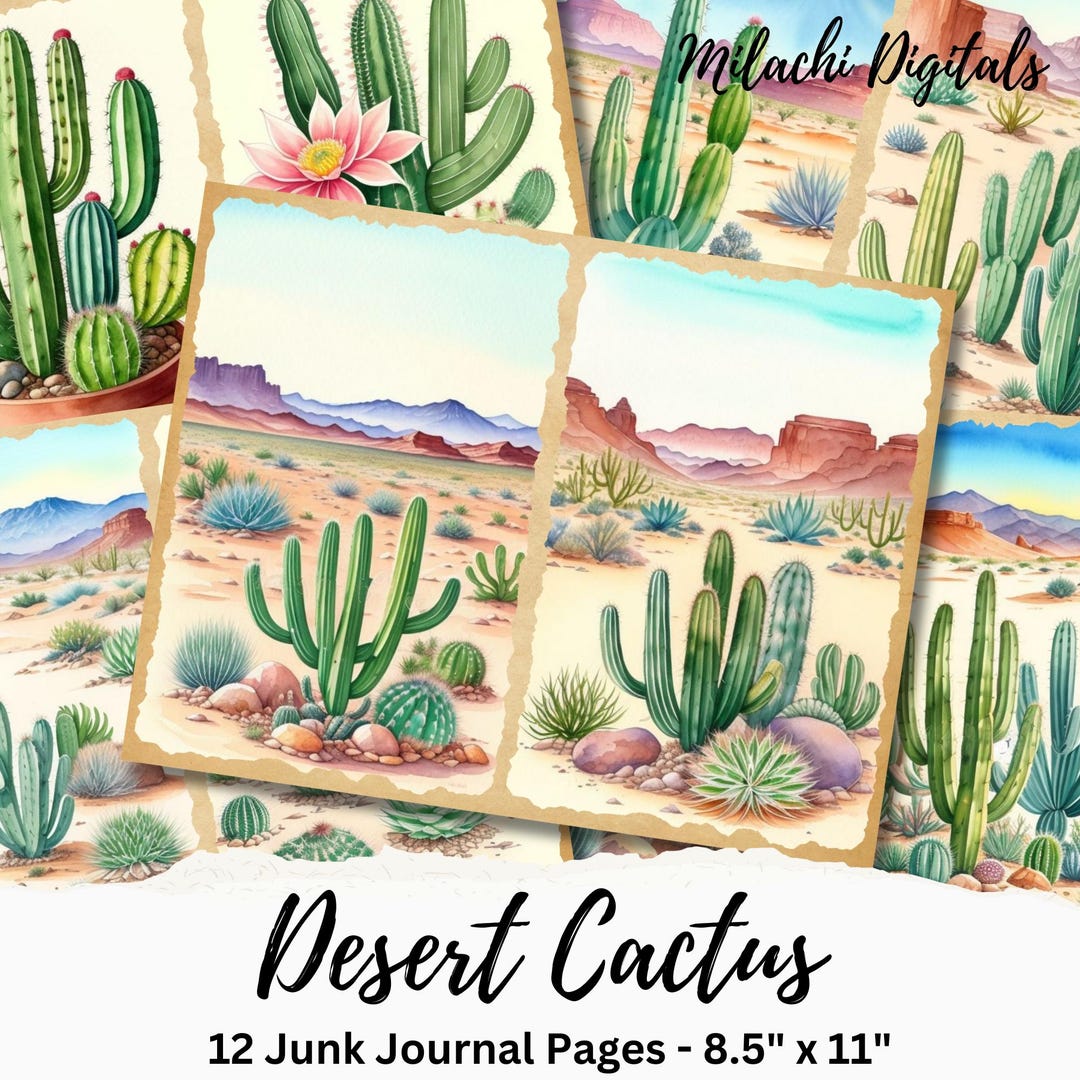 Desert Cactus Junk Journal Printable Pages, Cactus Scrapbook Paper ...