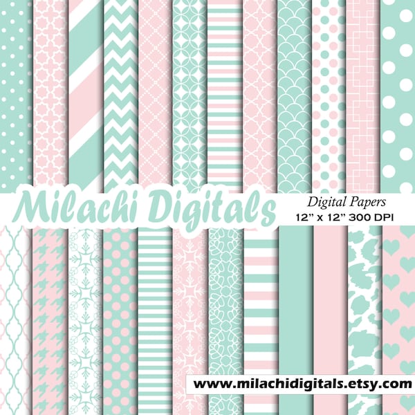 Pink and Mint Green - Etsy