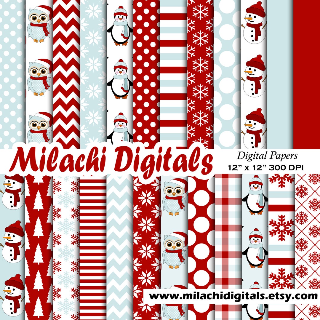 Christmas Digital Paper, Holiday Scrapbook Papers, Snowflake Wallpaper ...