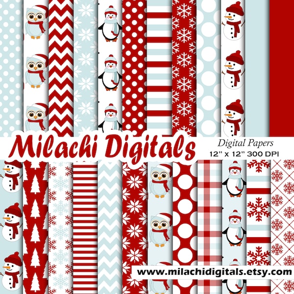 Christmas Digital Paper - Etsy