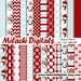 Red and Gold Damask Digital Paper, Seamless Damask Patterns, Gold ...