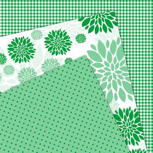 Green Digital Paper, Polka Dots Scrapbook Papers, Chevron Background ...