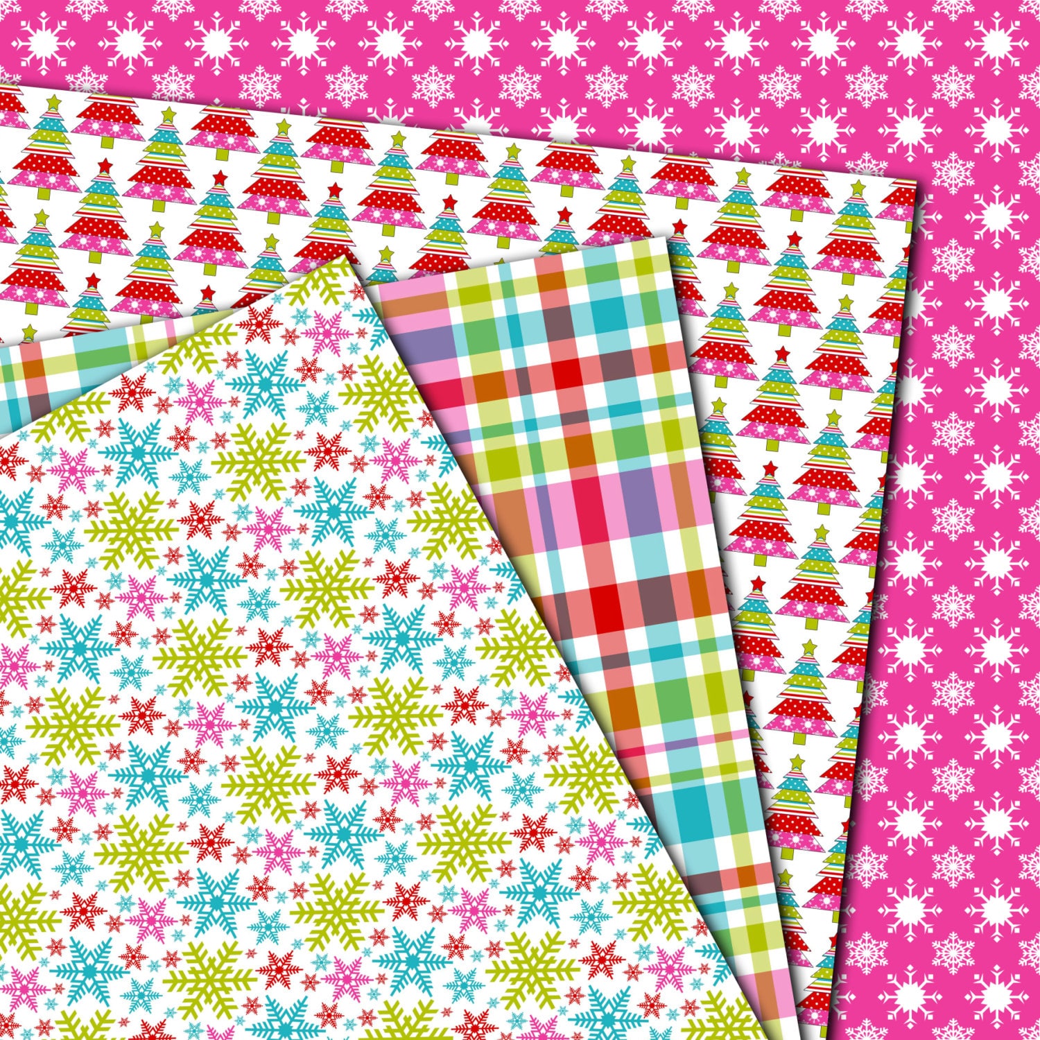 Christmas Digital Paper Holiday Scrapbook Papers Snowflake - Etsy