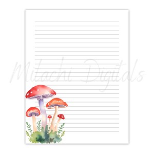 Mushrooms Stationery Printable, Journal, Letter Writing, Office Notepad ...