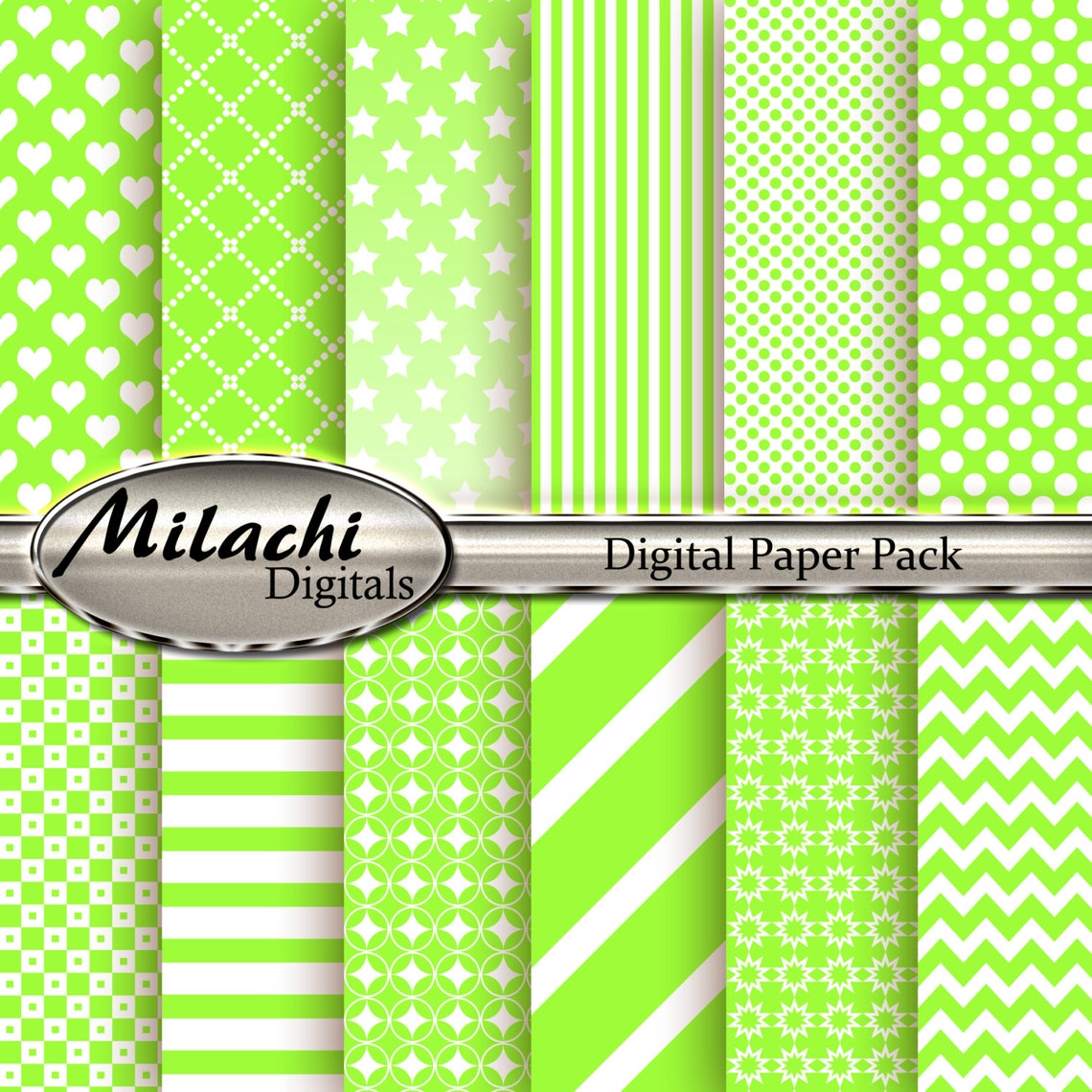 Lime Digital Paper Pack Commercial Use Instant Download | Etsy
