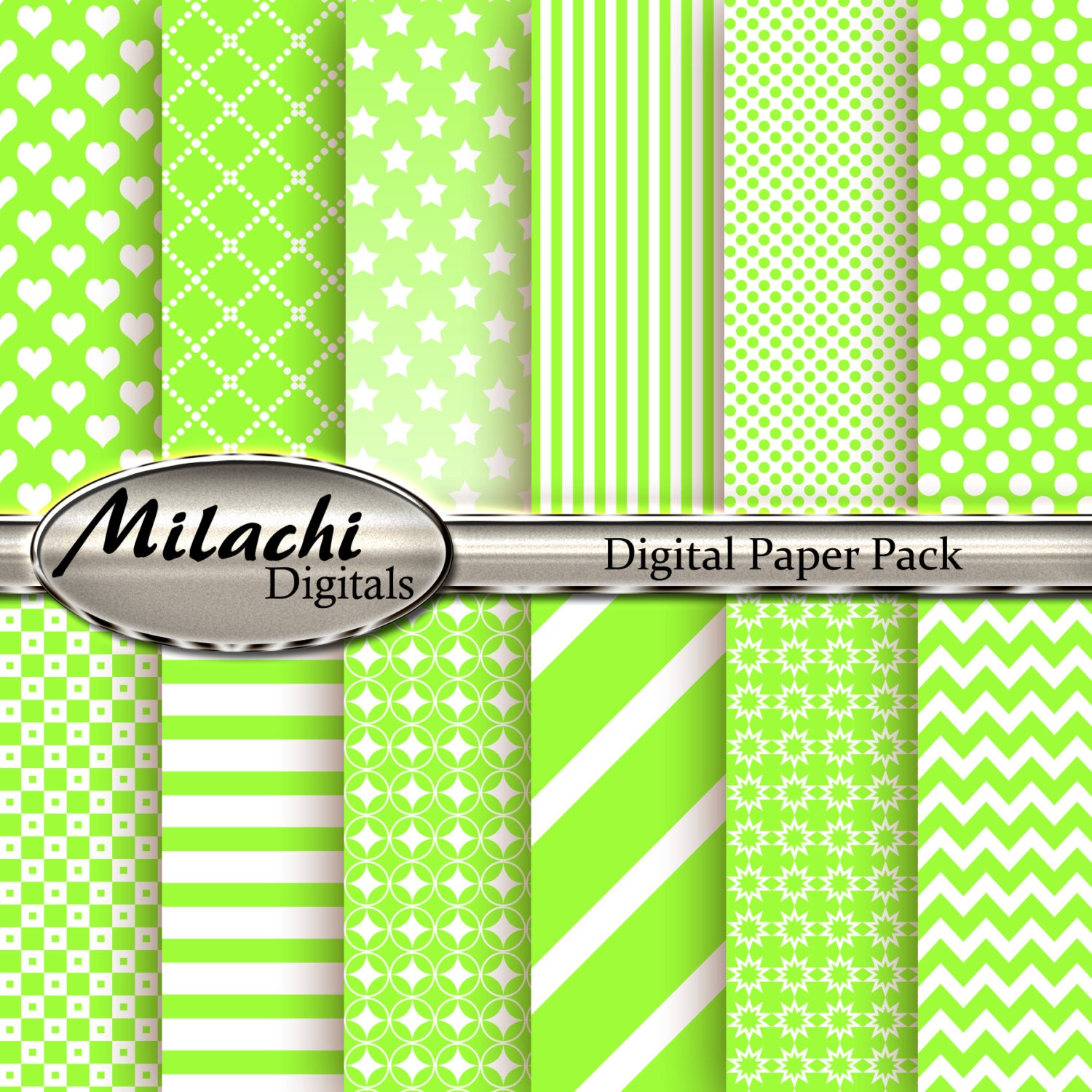 Lime Digital Paper Pack Commercial Use Instant Download | Etsy
