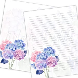 Hydrangea Stationery Printable, Journal, Letter Writing, Office Notepad ...