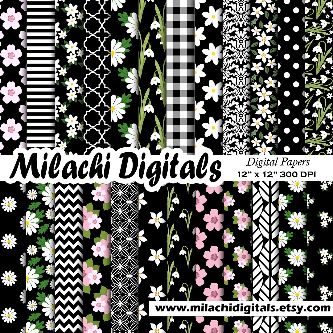 Floral Digital Paper, Baby Shower Scrapbook Papers, Seamless ...