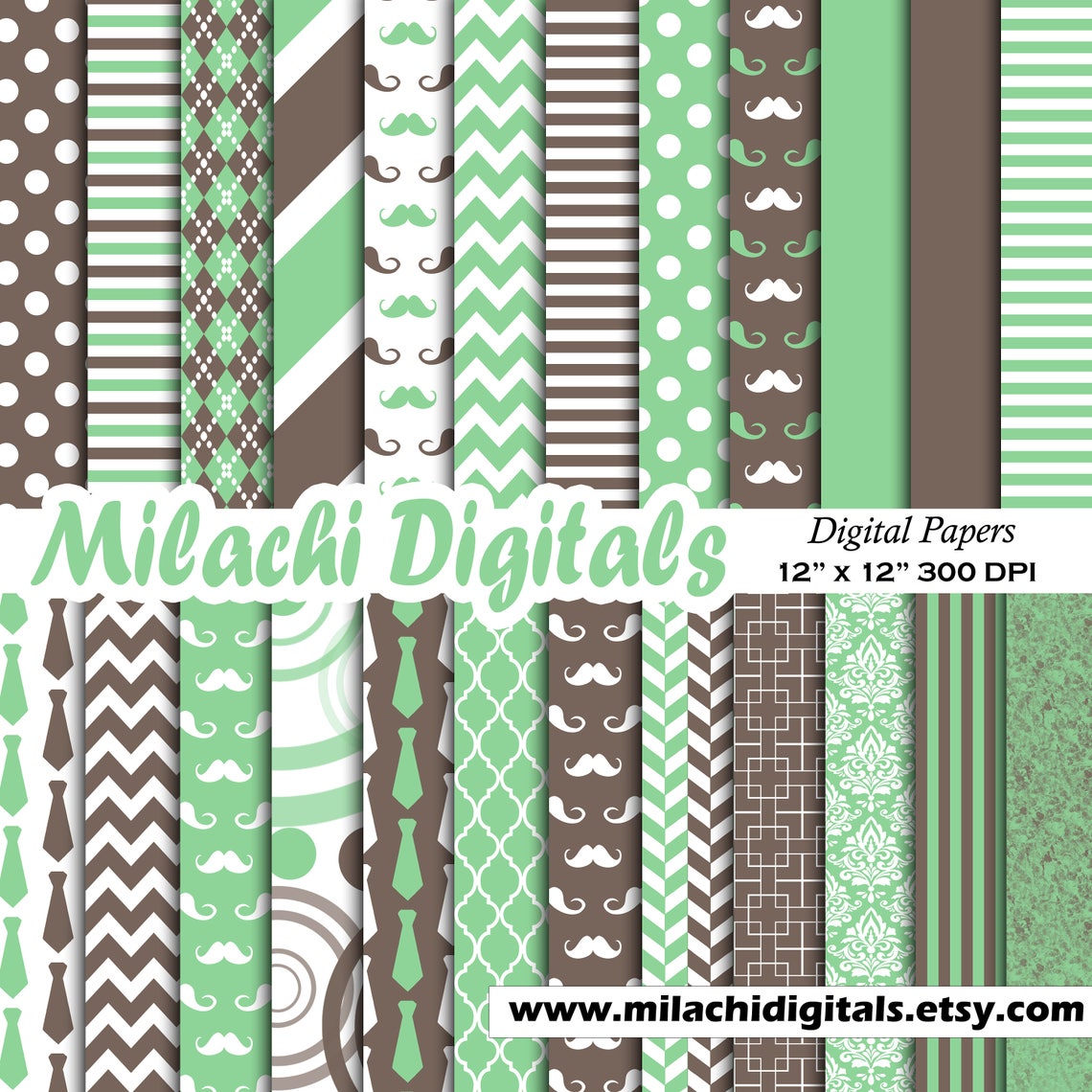 Father's Day Digital Paper Mustache Scrapbook Papers Baby | Etsy