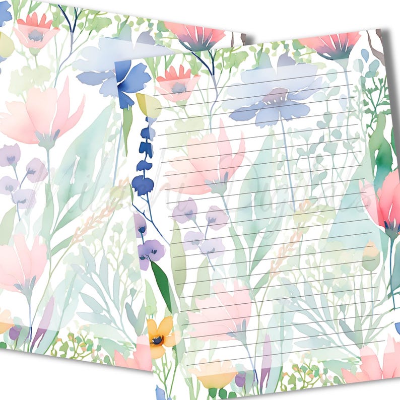 Printable Writing Paper Wildflowers Stationery, Digital Paper for ...
