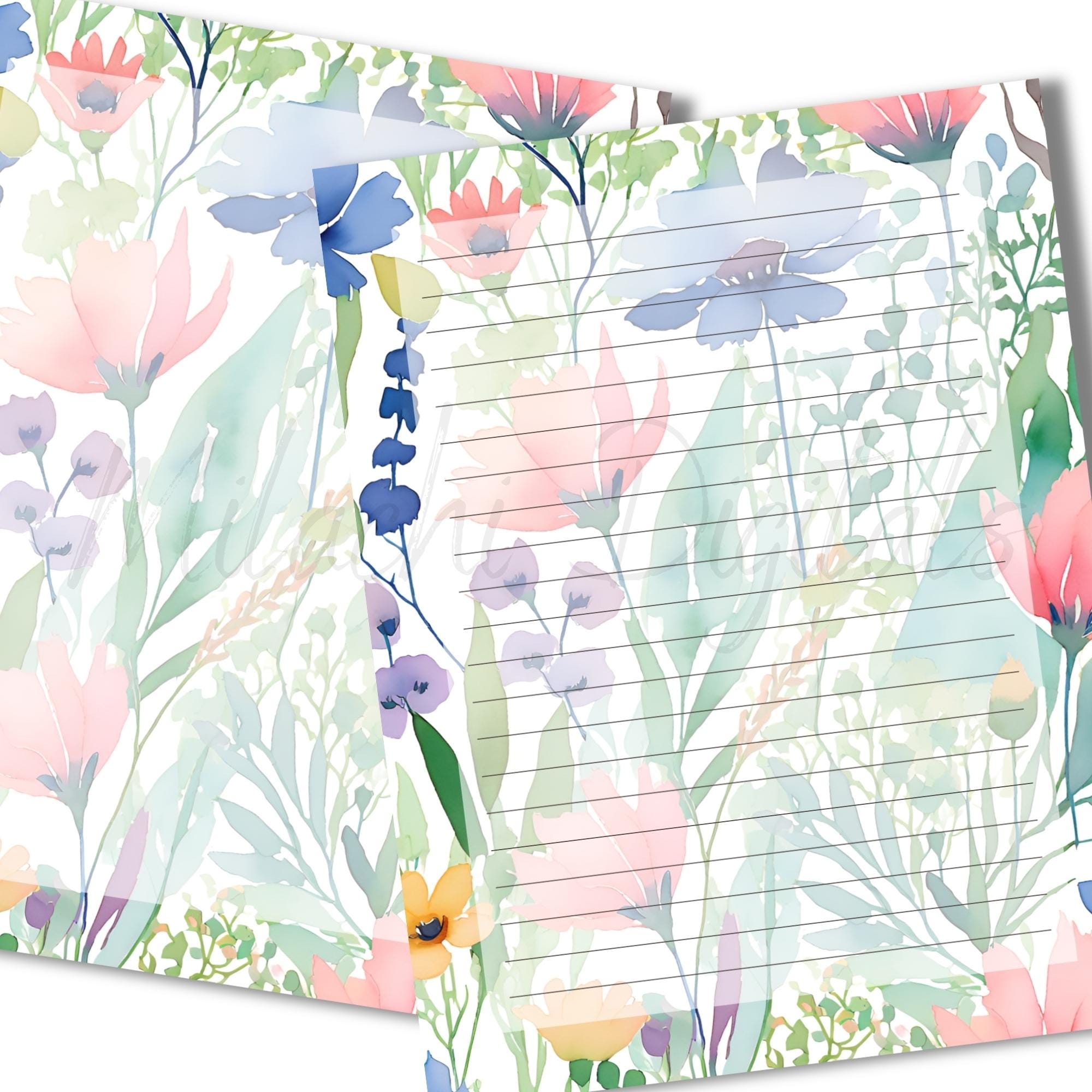 Printable Writing Paper Wildflowers Stationery, Digital Paper for ...