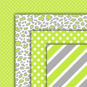 Lime Green and Gray Digital Paper, Scrapbook Papers, Background ...
